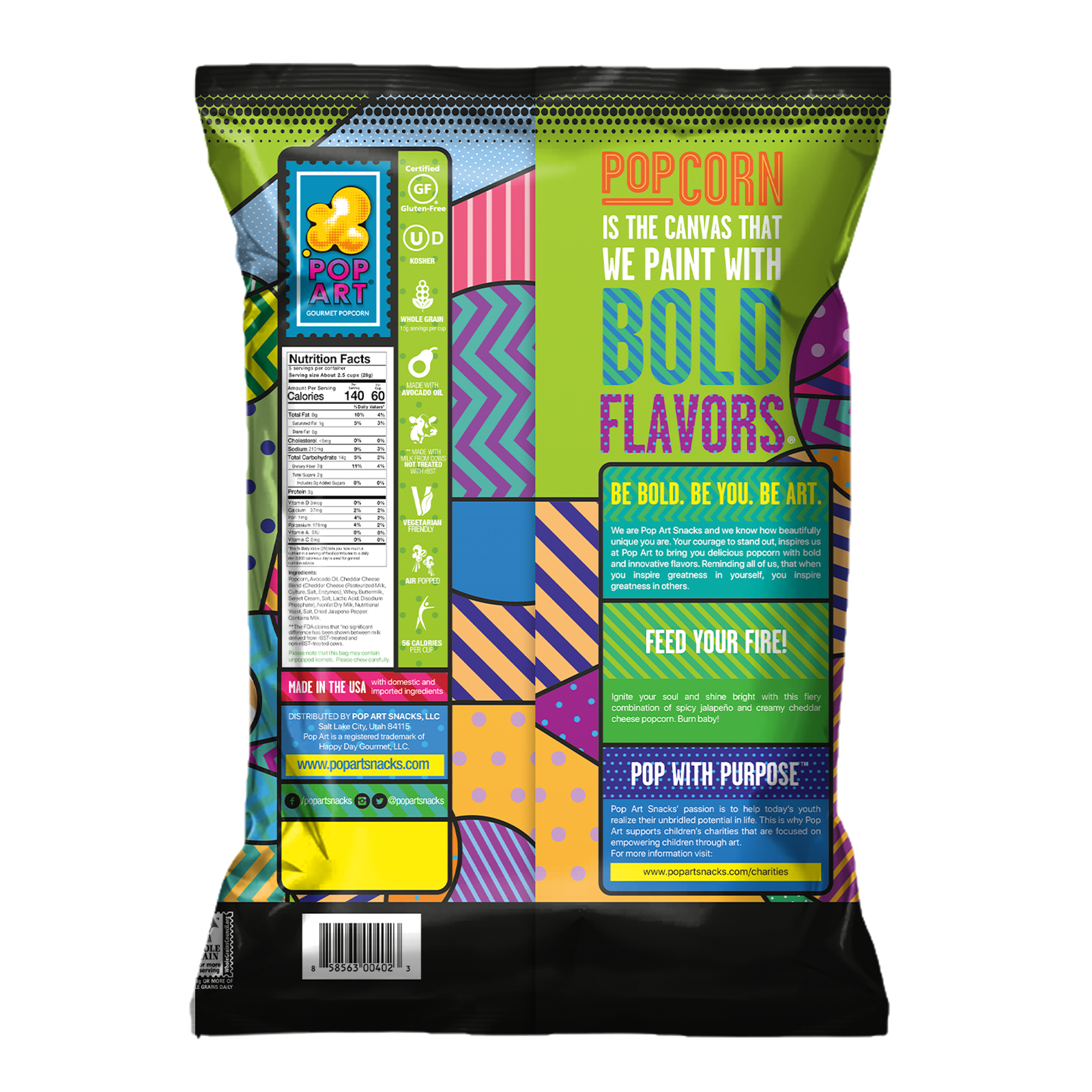 Cheddar Jalapeno Popcorn, Spicy, Cheesy, Fire Corn – Pop Art Snacks